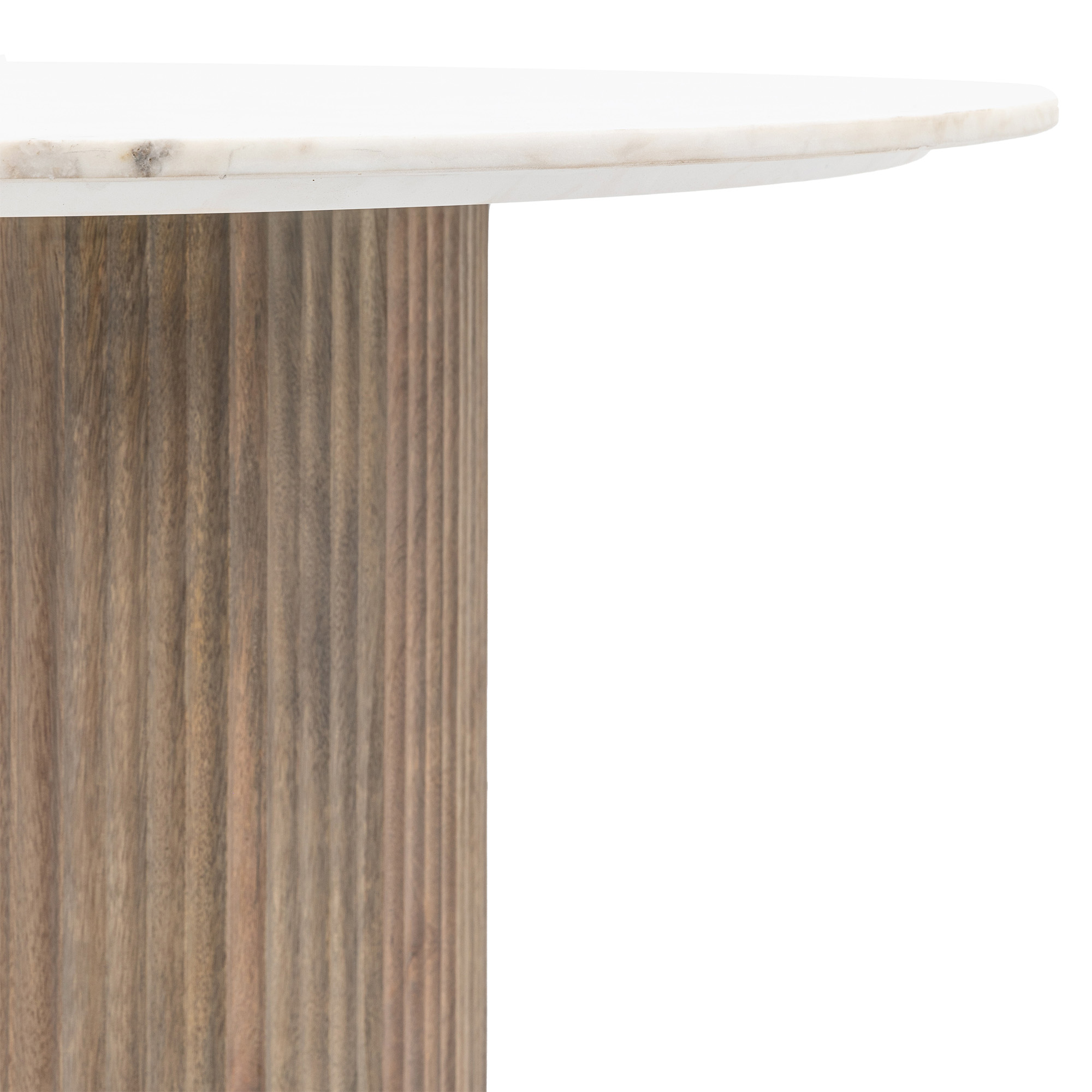 Mango Wood Round Dining Table with Carrera Marble Top - Furniture Barn